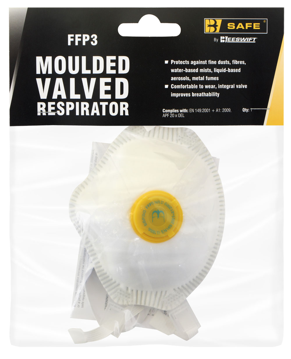 FFP3 MOULDED VALVED CUP RESPIRATOR WHITE hello BS033