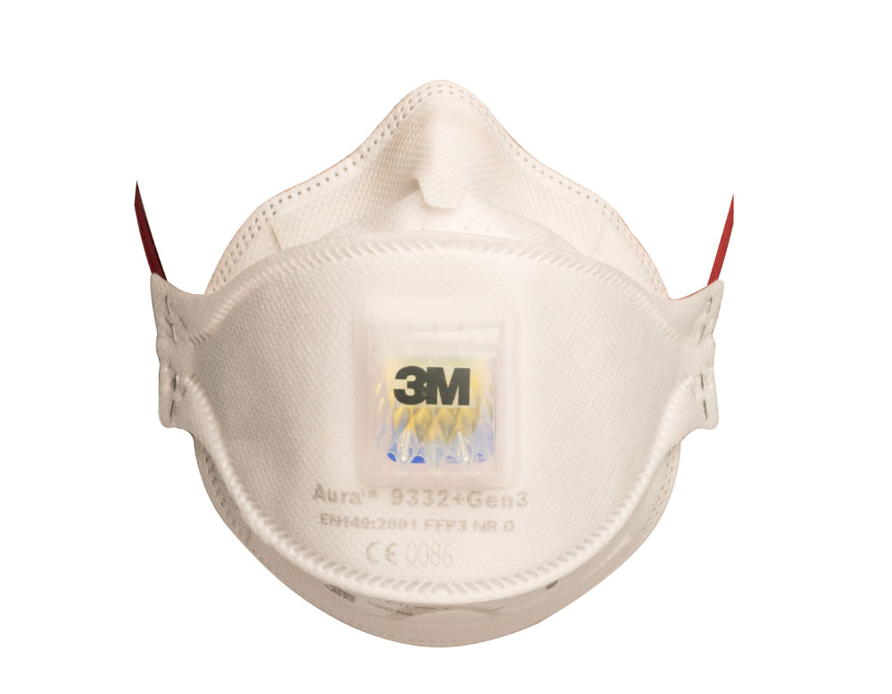 3M 9332+GEN3 Aura FFP3V Mask WHITE 3M9332PLUSGEN3