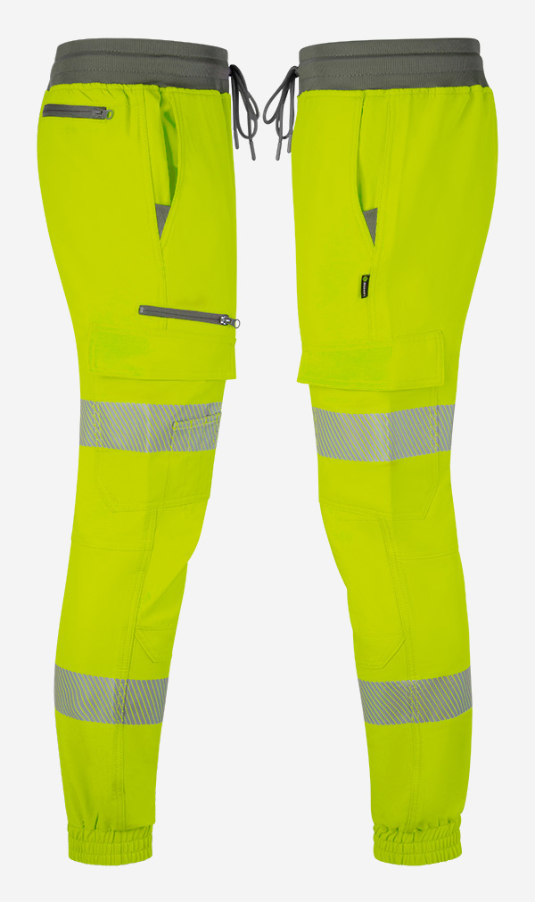 MENS HI-VIS WORK JOGGERS SATURN YELLOW MJB01
